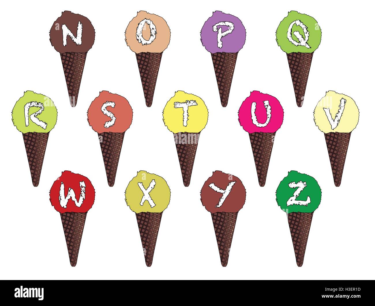 Letter ice cream cones over a white background Stock Vector Image & Art ...