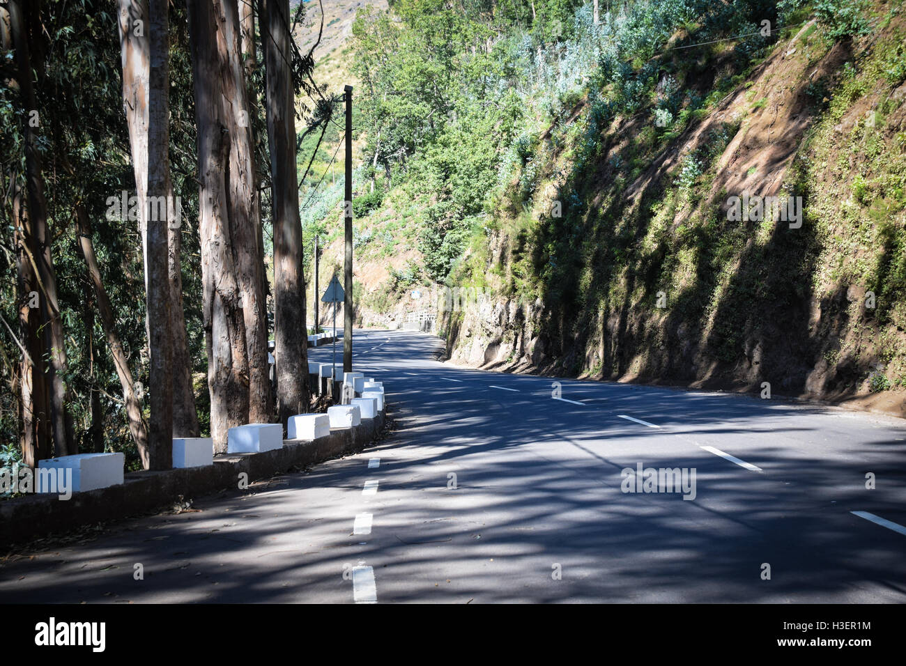 Roads in Madeira, downhill section, many roads have a very steep drop ...