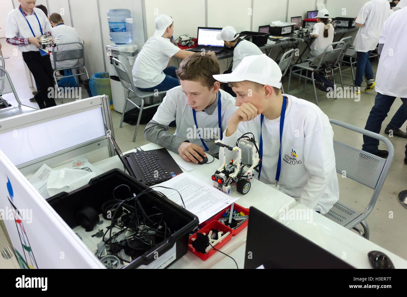 School students program the robot. Tyumen. Russia Stock Photo - Alamy