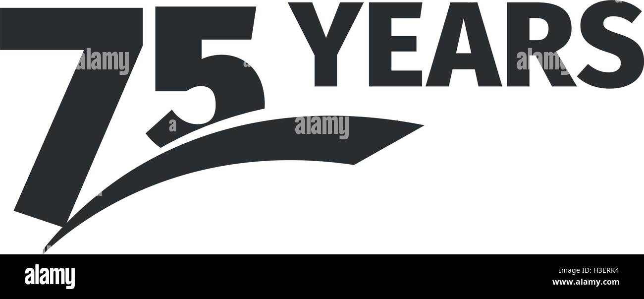 Isolated abstract black 75th anniversary logo on white background. 75 ...