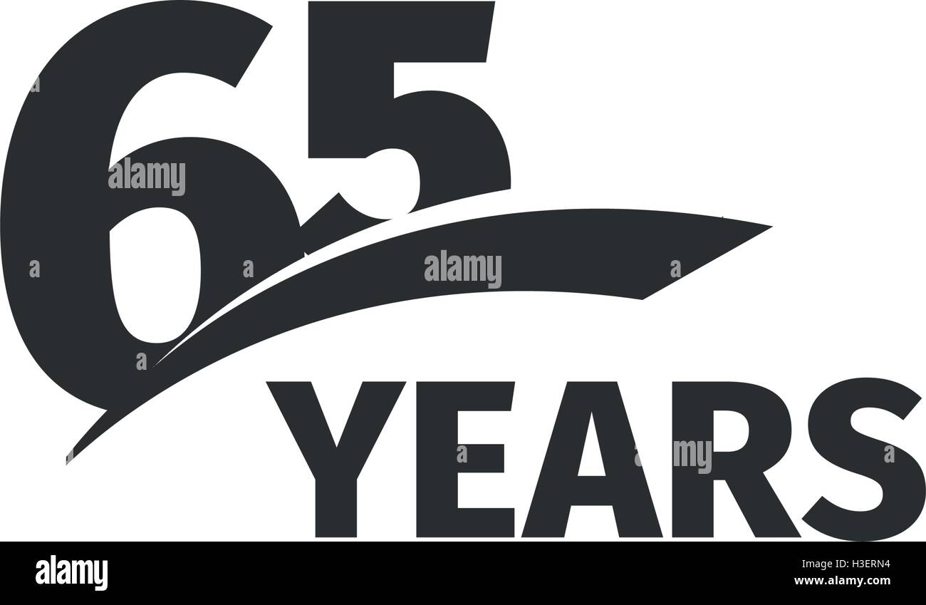 Isolated abstract black 65th anniversary logo on white background. 65 ...