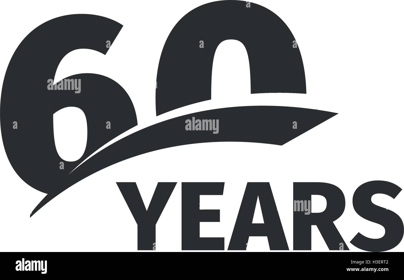 Isolated abstract black 60th anniversary logo on white background. 60 ...