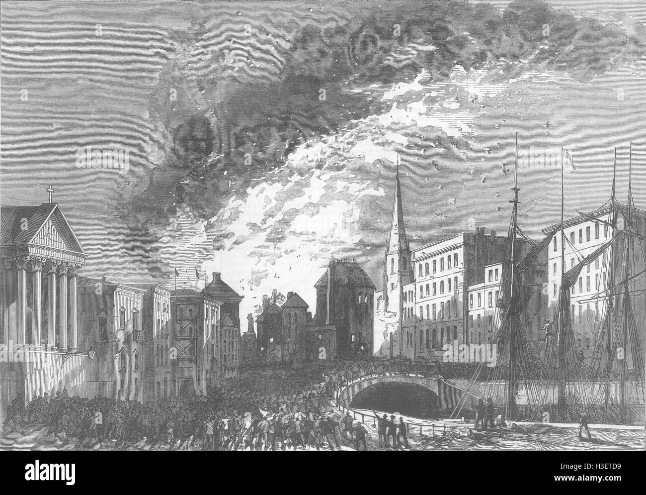 GLOS Great fire at Bristol 1876. Illustrated London News Stock Photo ...
