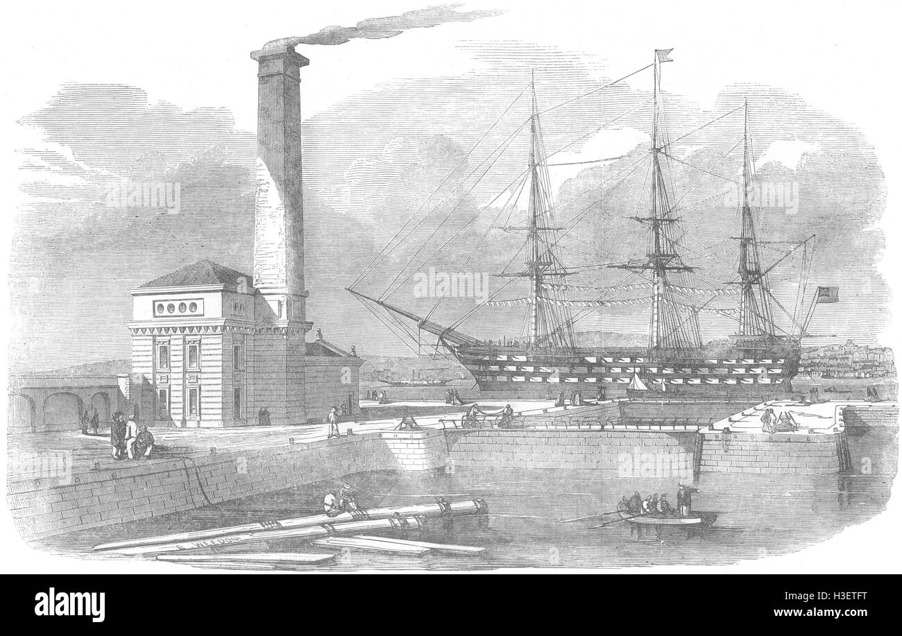 DEVON Entry dock and pump-house, Keyham Steam-Yard 1853. Illustrated ...