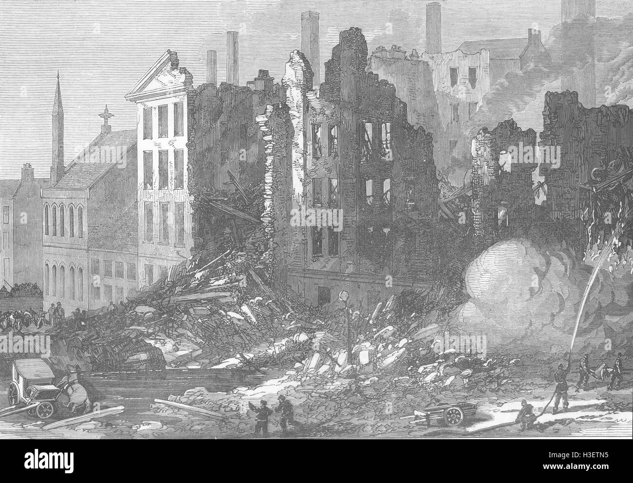 SCOTLAND explosion, Tradeston Flour Mills, Glasgow 1876. Illustrated ...