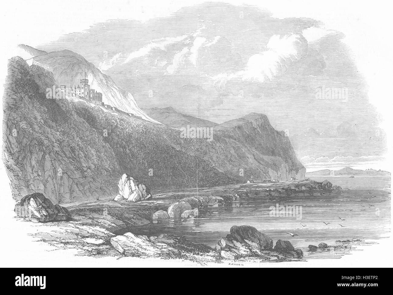 IRELAND Garron Tower, Antrim 1852. Illustrated London News Stock Photo ...
