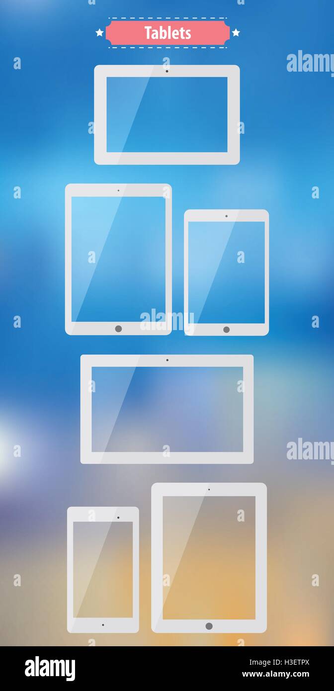 Tablets. Flat images with standard full sizes. Useful template for mock ...
