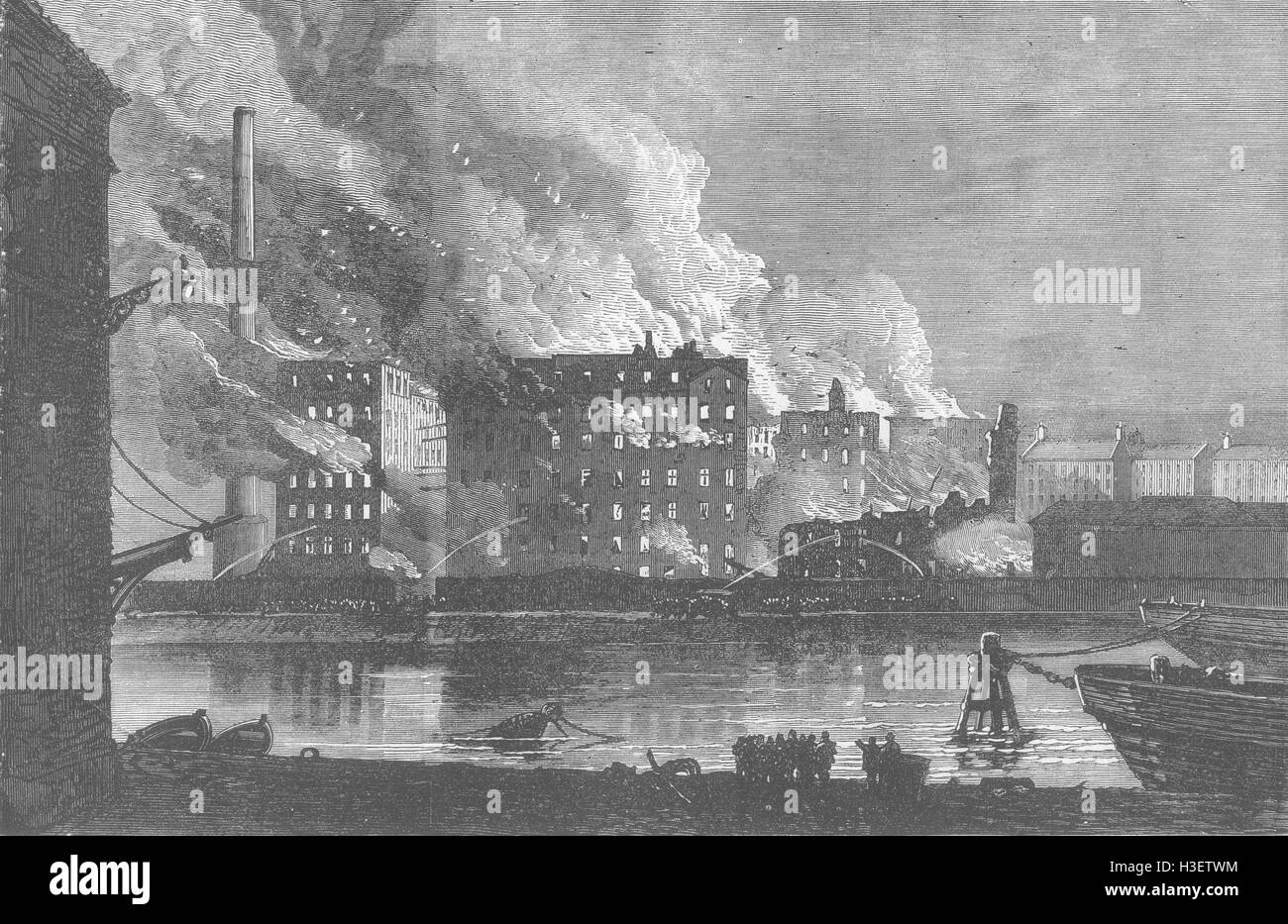 SCOTLAND Burning of & Tods Flour Mills, Leith 1874. Illustrated London ...