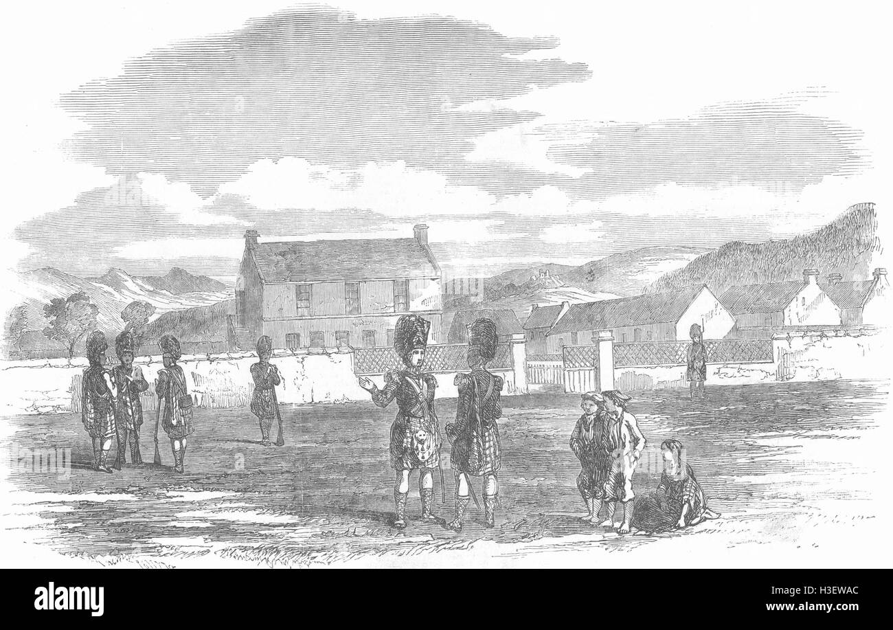 SCOTLAND Barracks for the Queen's guard, Ballater 1850. Illustrated ...