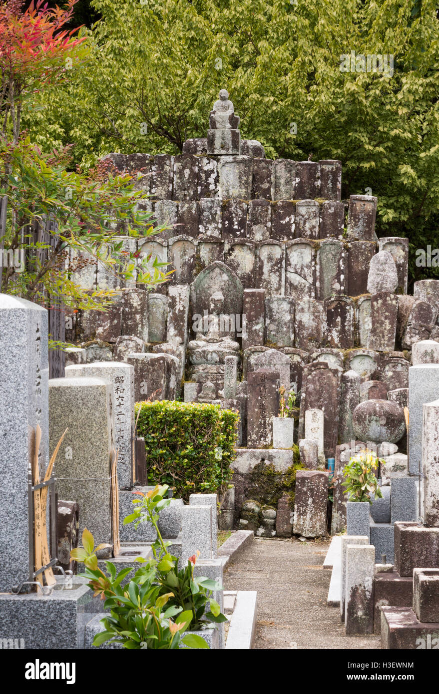 Pyramid of older tombstones at Japanese cemetery Stock Photo - Alamy