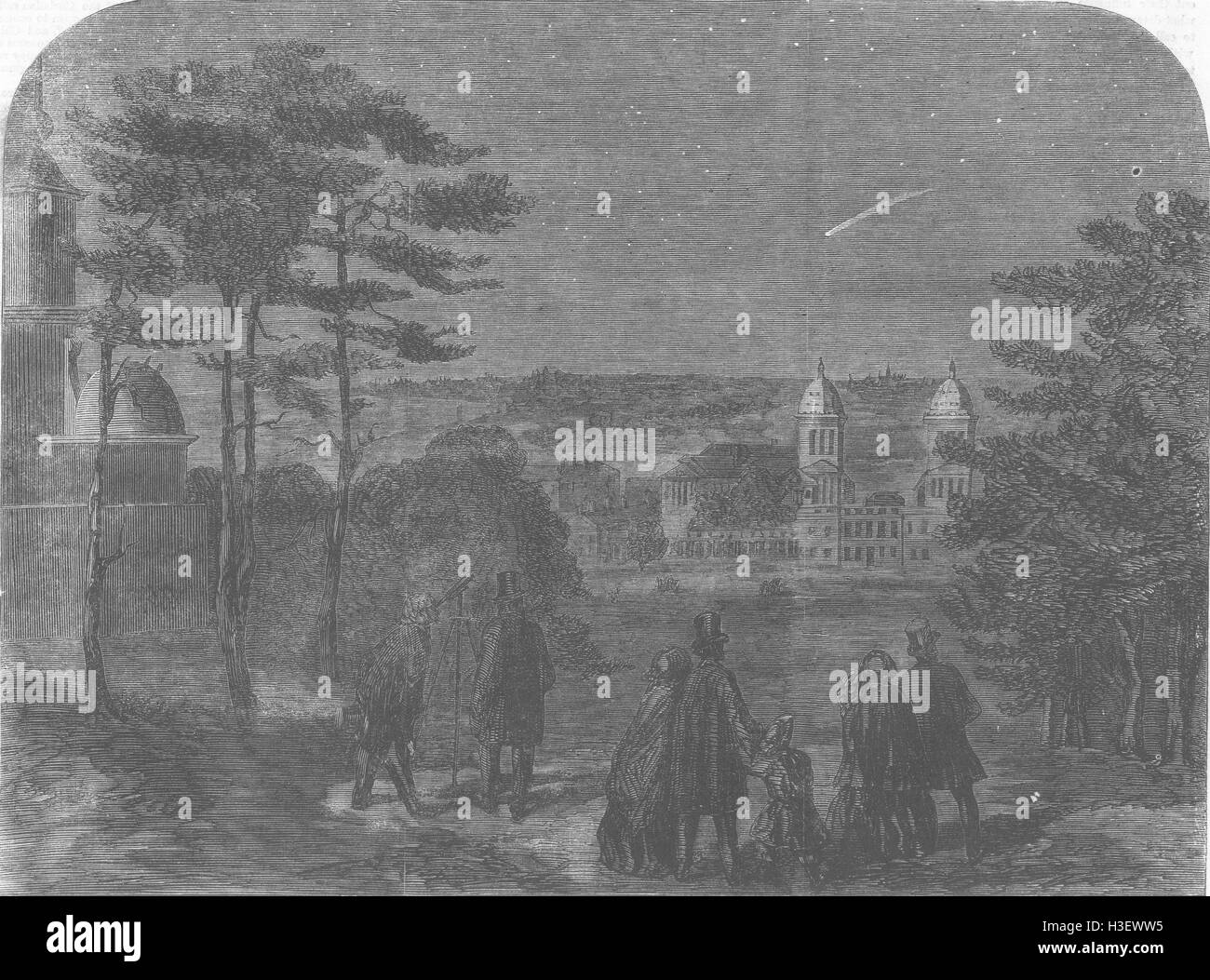 LONDON Donati's comet, as seen from Greenwich Park 1858. Illustrated ...