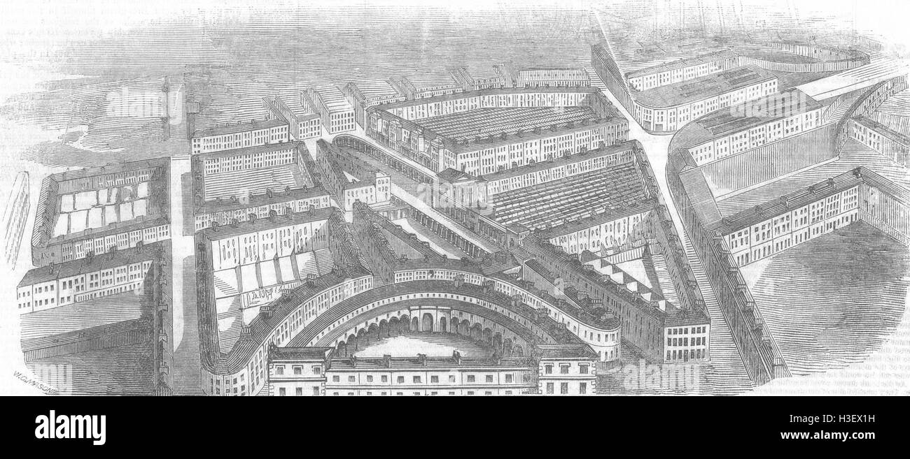 LONDON Proposed railway station for City of London 1846. Illustrated ...
