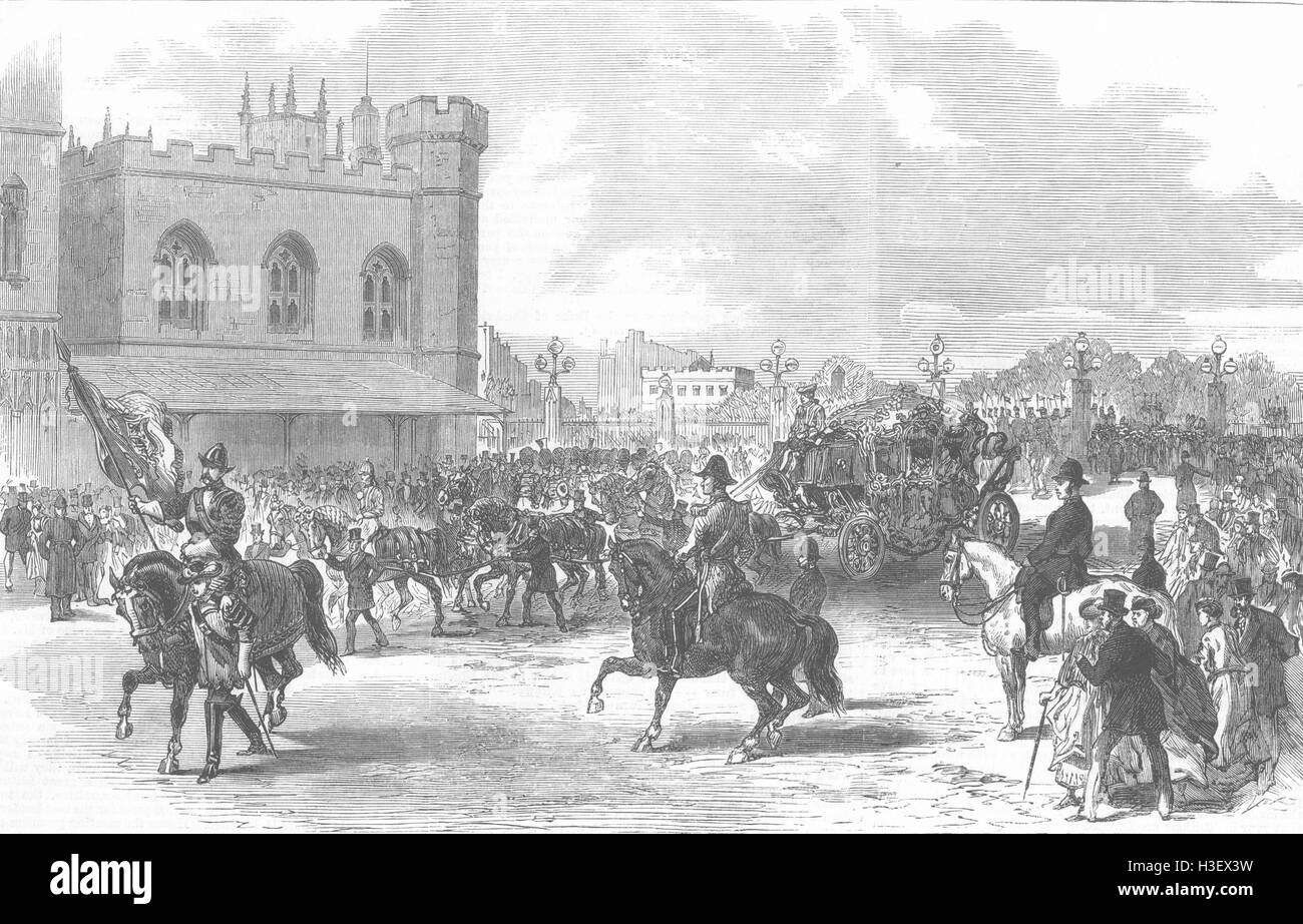 LONDON Lord Mayors Day parade at new Palace Yd 1868. Illustrated London ...