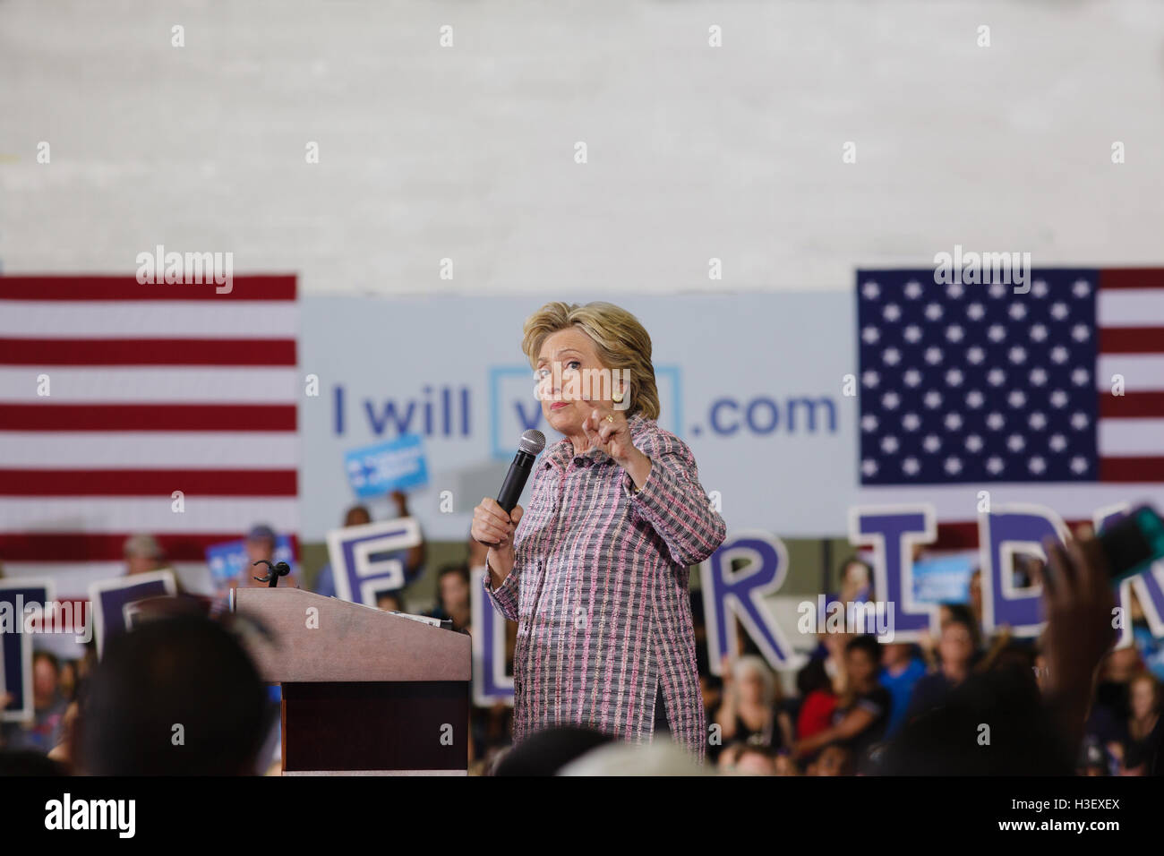 Democratic Presidential Candidate Hillary Clinton speaking to her ...