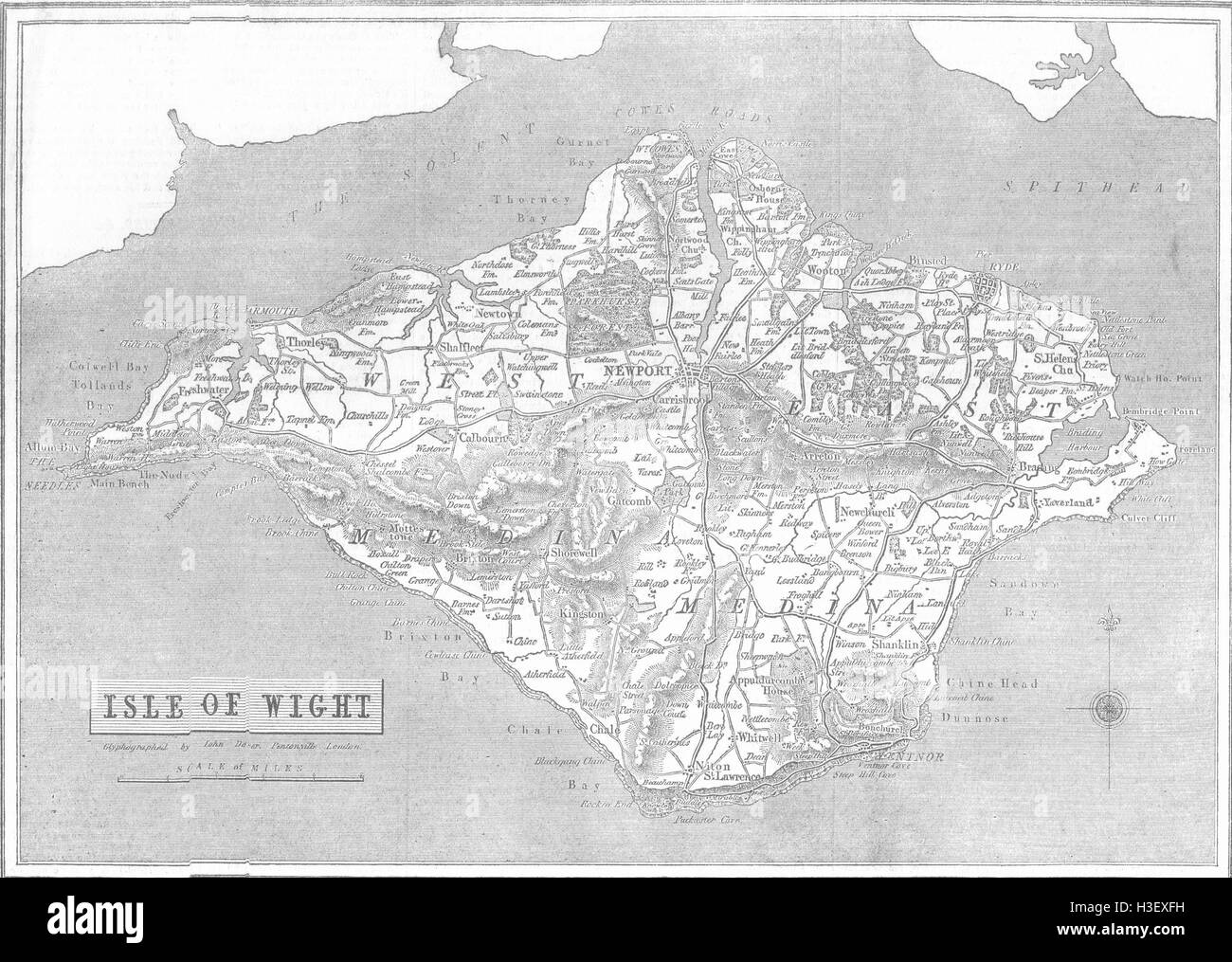 Old map of the isle of wight hi-res stock photography and images - Alamy