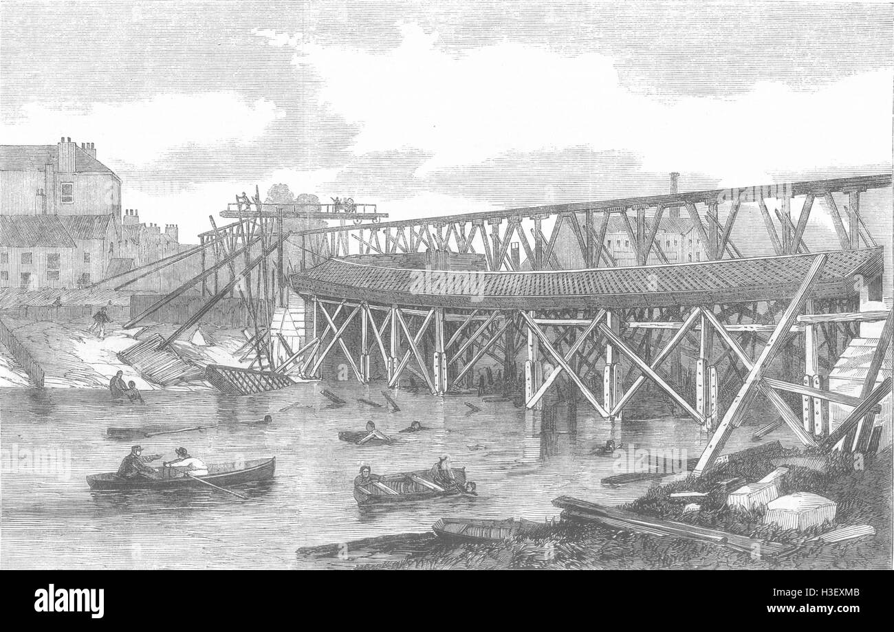 YORKS View of the ruins of Lendal Bridge, York 1861. Illustrated London ...