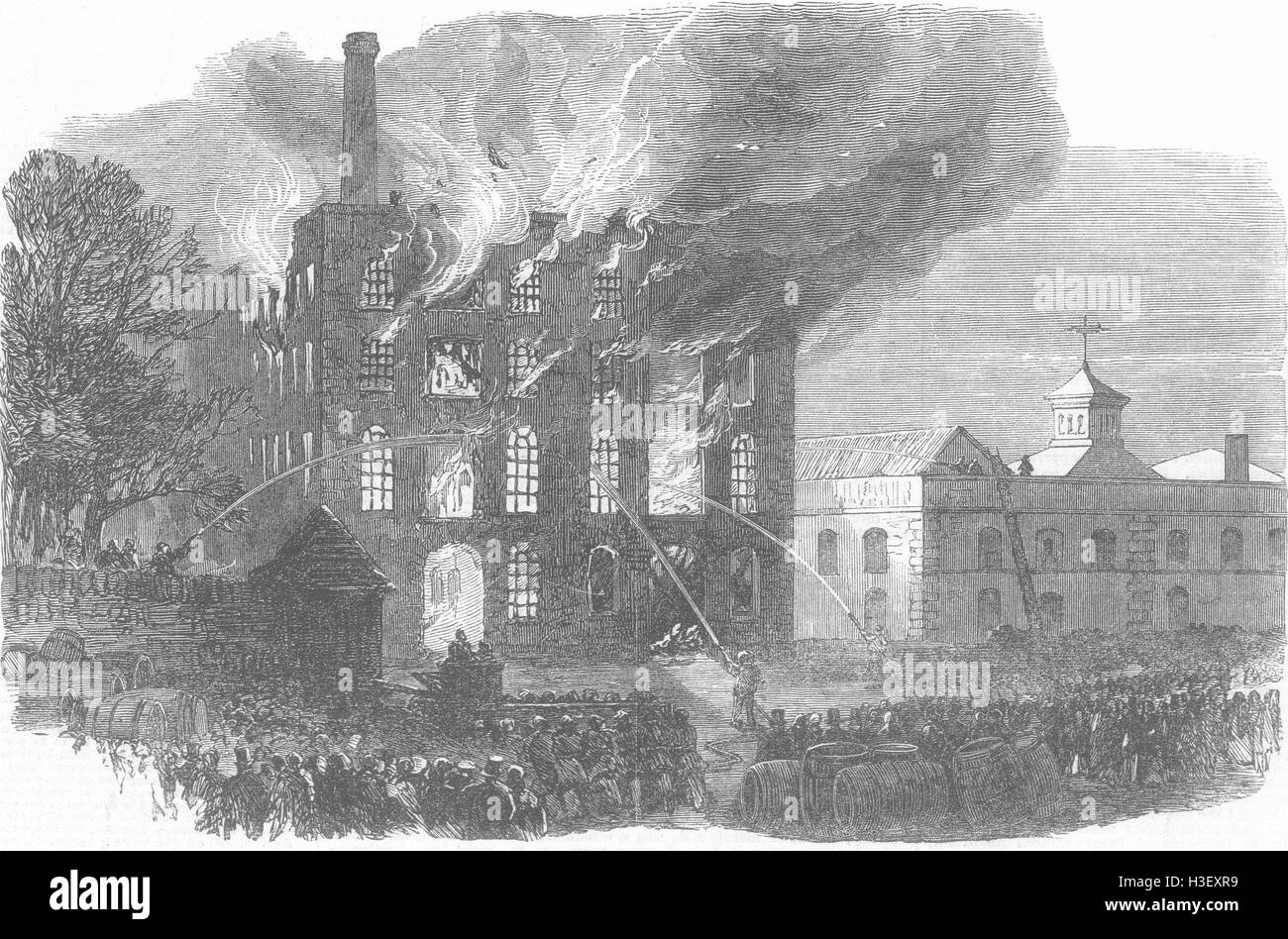 DEVON fire at Candle Factory, Coxside, Plymouth 1866. Illustrated ...