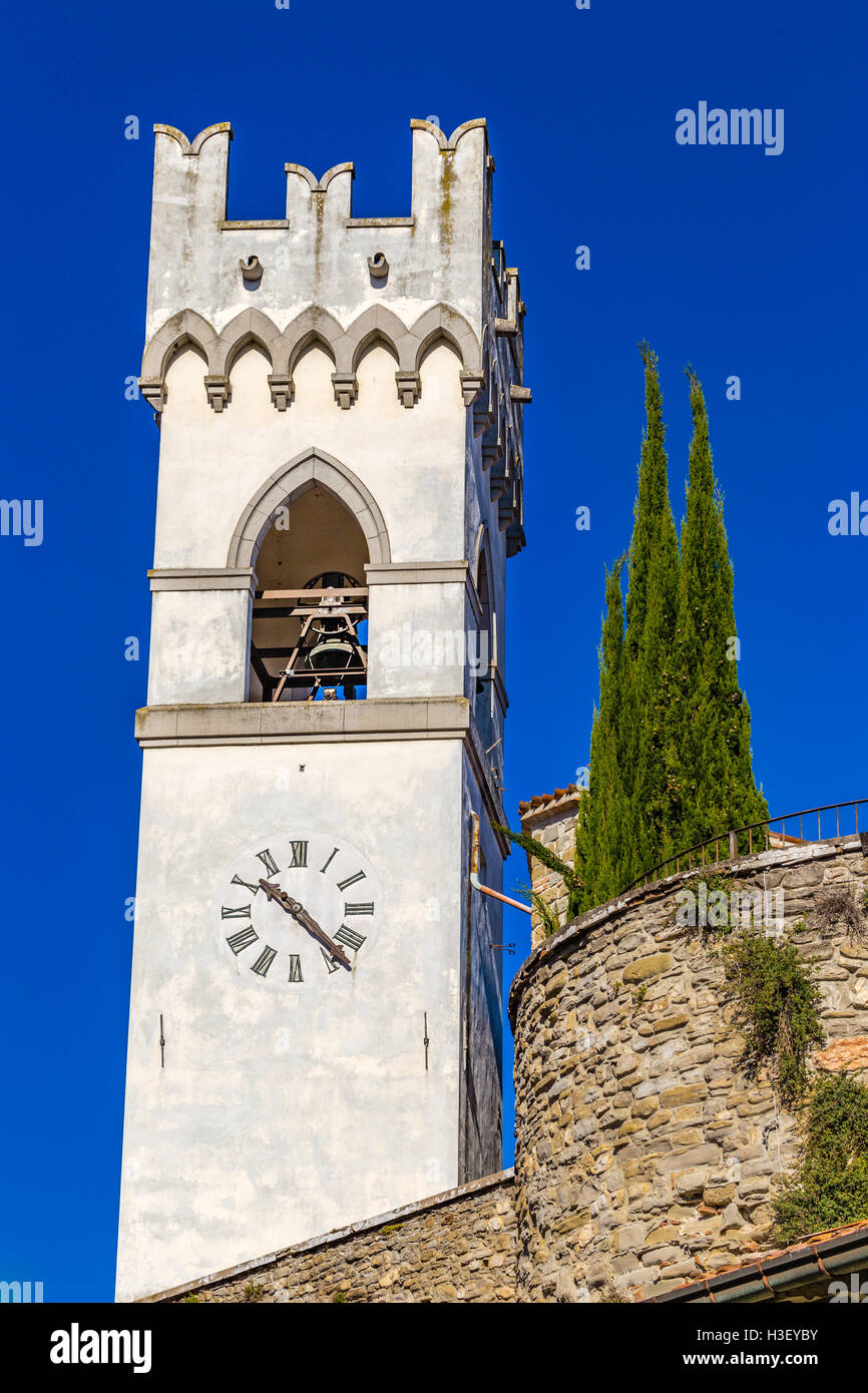 white civic clock tower in Italy Stock Photo - Alamy