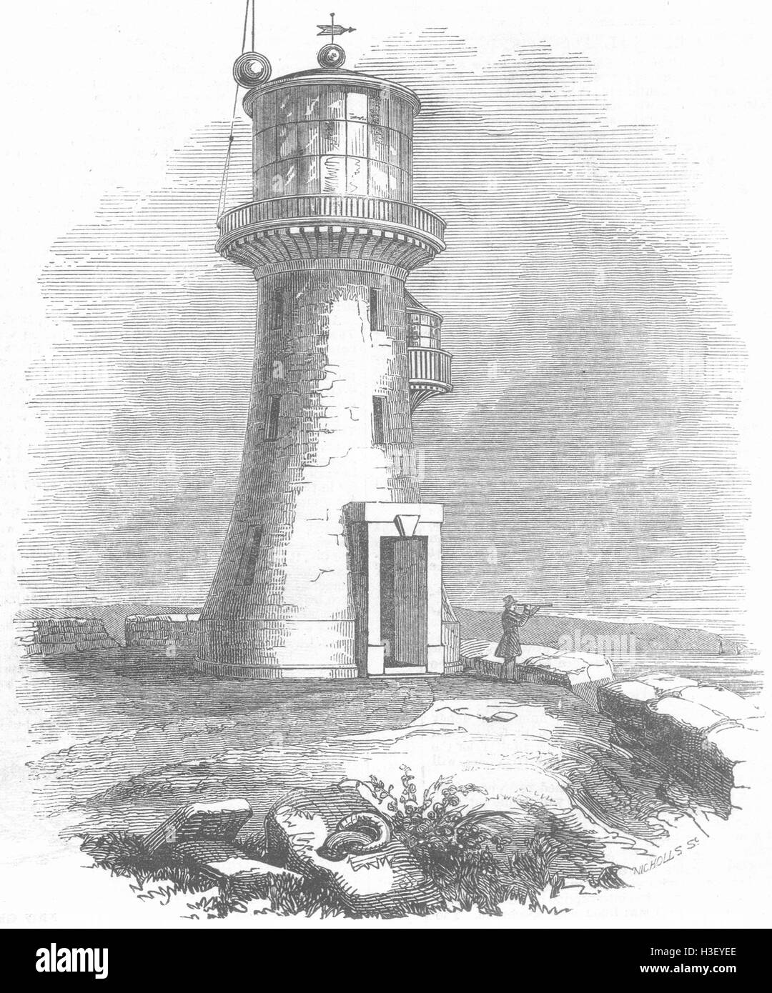 DURHAM Hartlepool Lighthouse 1847. Illustrated London News Stock Photo ...