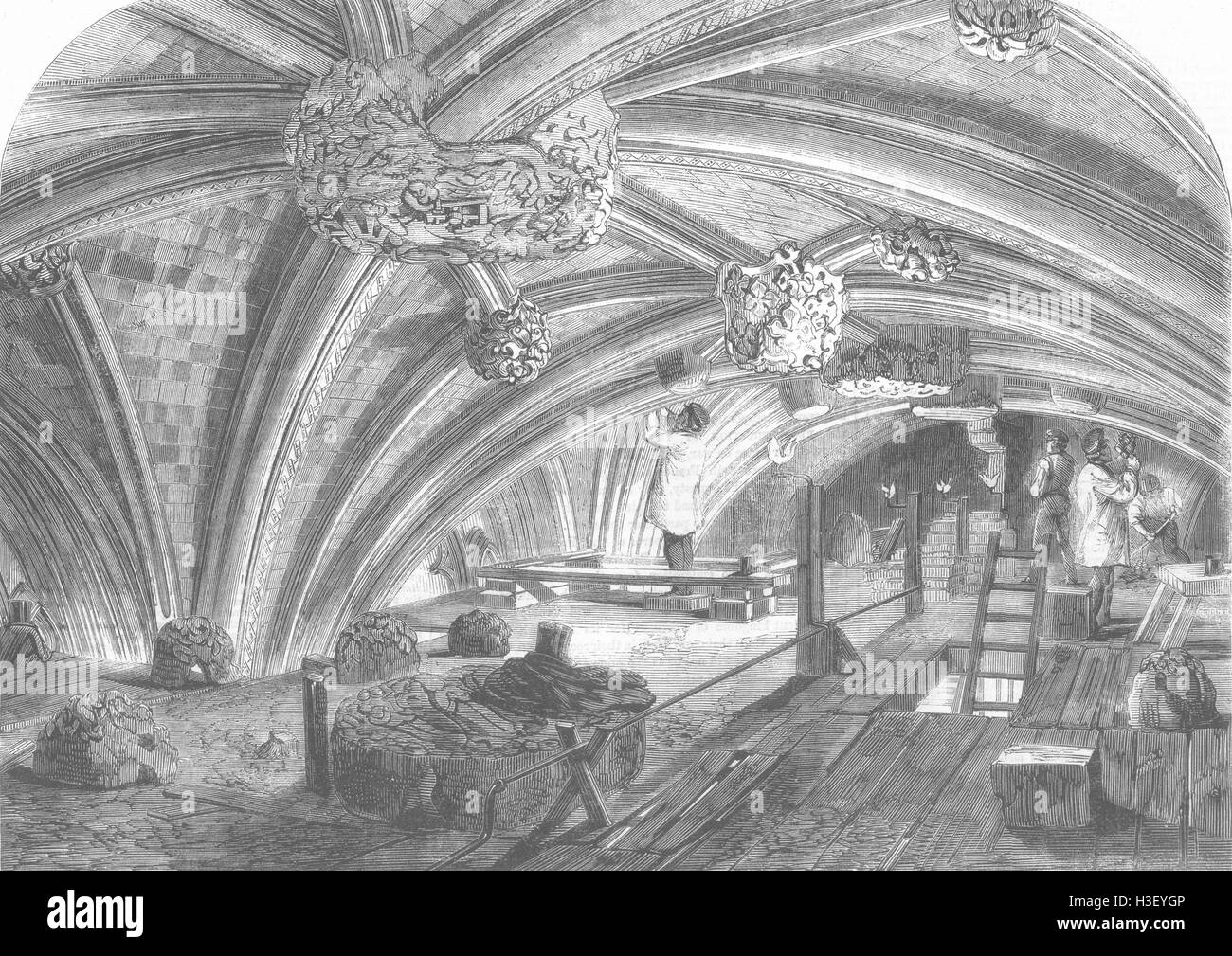 LONDON The Crypt, St Stephen's Chapel, Westminster 1859. Illustrated ...