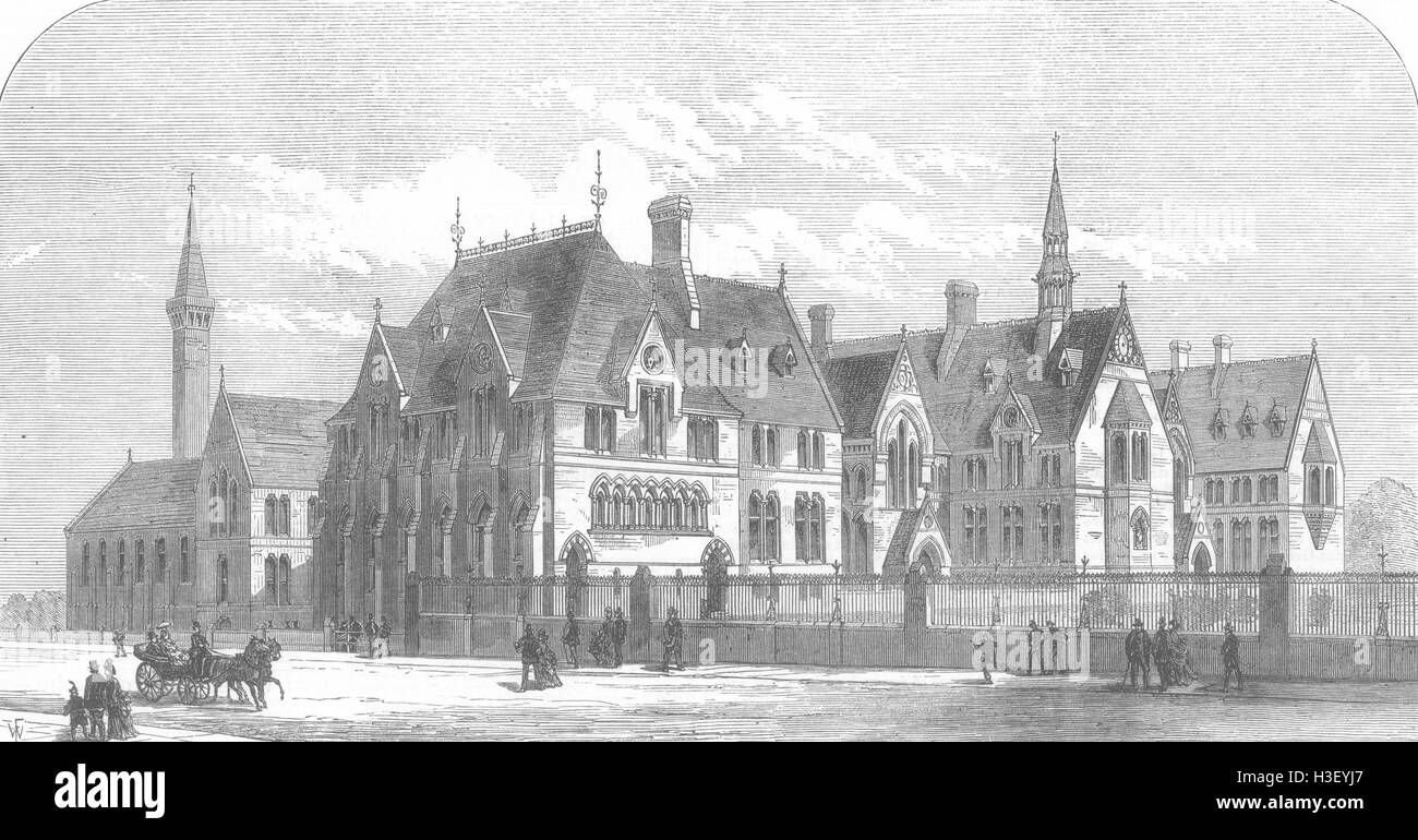 LANCS New Owens College, Manchester 1873. Illustrated London News Stock ...