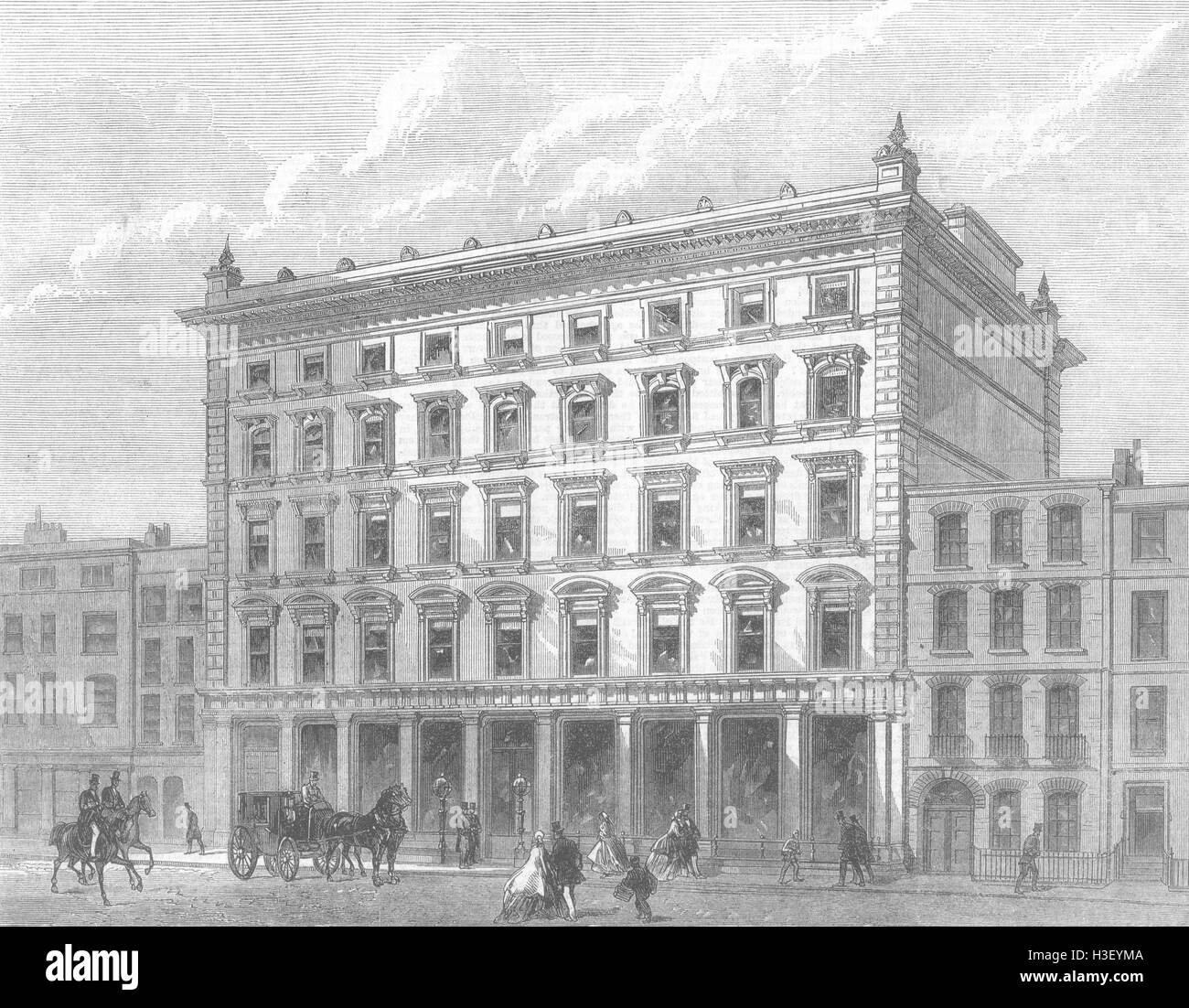 LONDON Lewis & Allenbys Silk Warehouse, Conduit St 1866. Illustrated ...