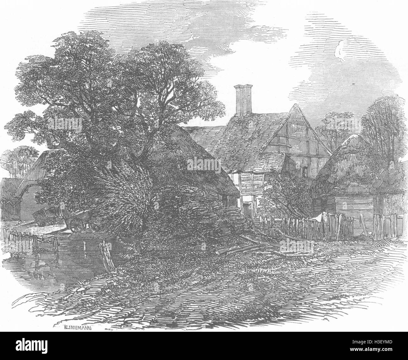 BUCKS Back of George's Farm, Grendon Underwood 1847. Illustrated London ...