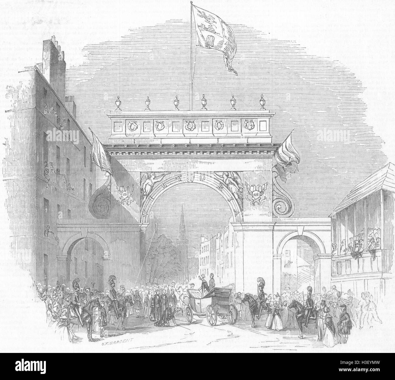 SCOTLAND The Queen's entry into the city of Perth 1842. Illustrated ...