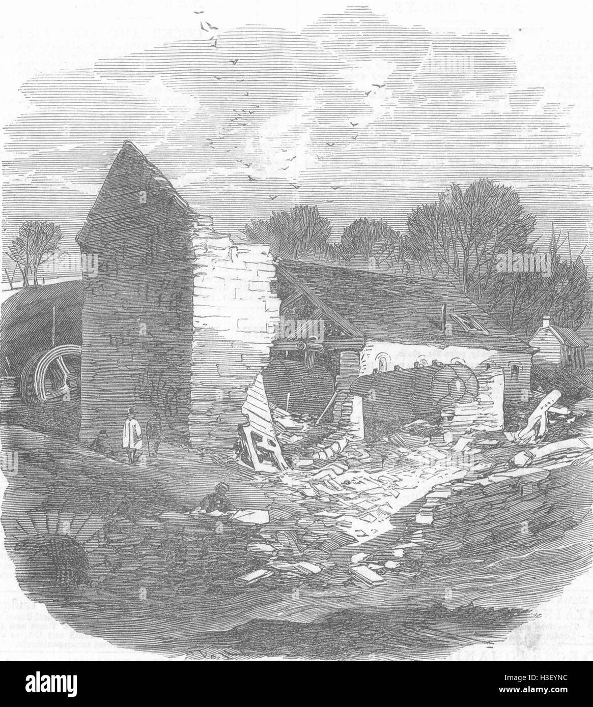 YORKS Sheffield floods Mill remains, Malin Bridge 1864. Illustrated ...