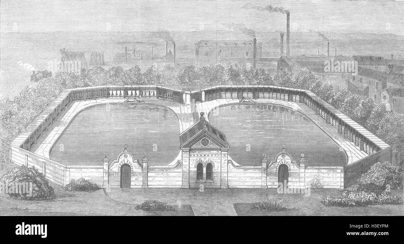 DERBYS Swimming-Baths in Derby 1873. Illustrated London News Stock ...