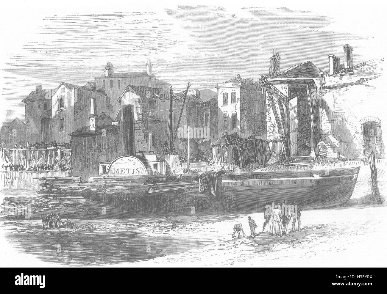 LONDON Wreck of Thames Steam-boat Metis, Woolwich 1867. Illustrated ...