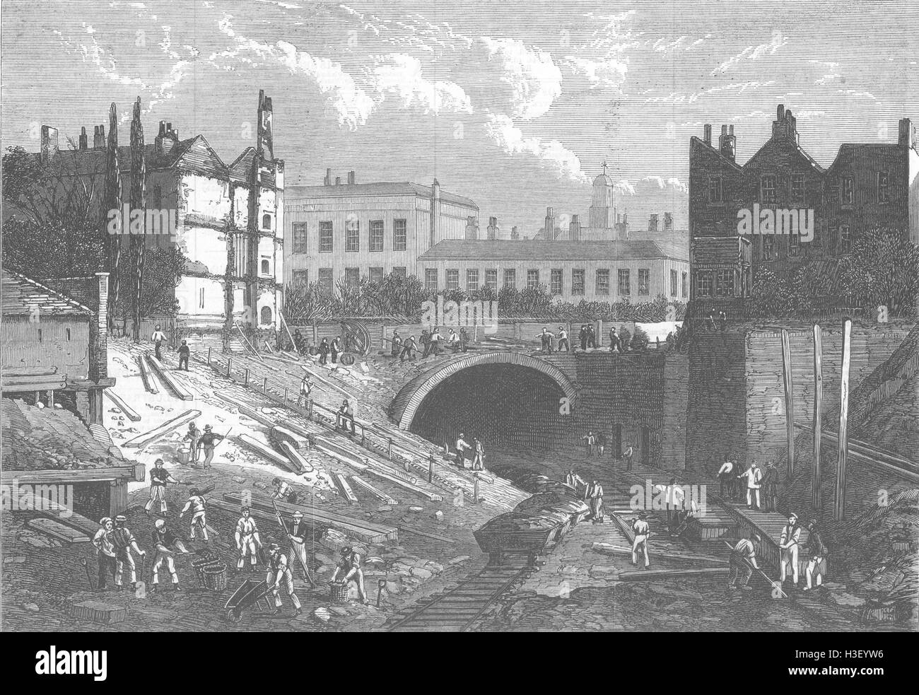 LONDON Underground railway tunnelling at Baker Street 1868. Illustrated ...