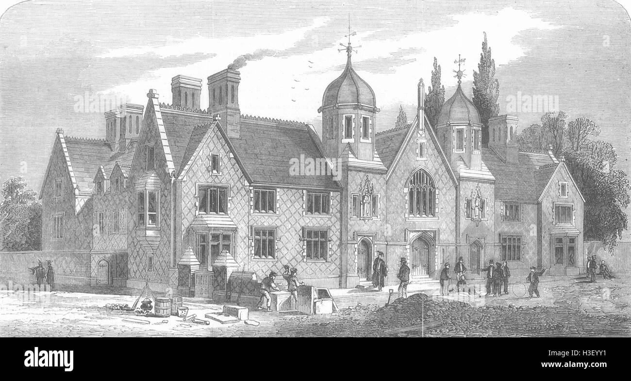 DORSET Queen Elizabeth Grammar School, at Wimborne 1849. Illustrated ...