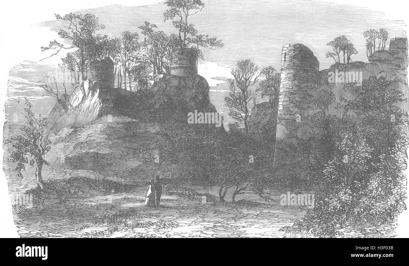 SHROPS The Red Castle, Hawkstone Park 1854. Illustrated London News ...