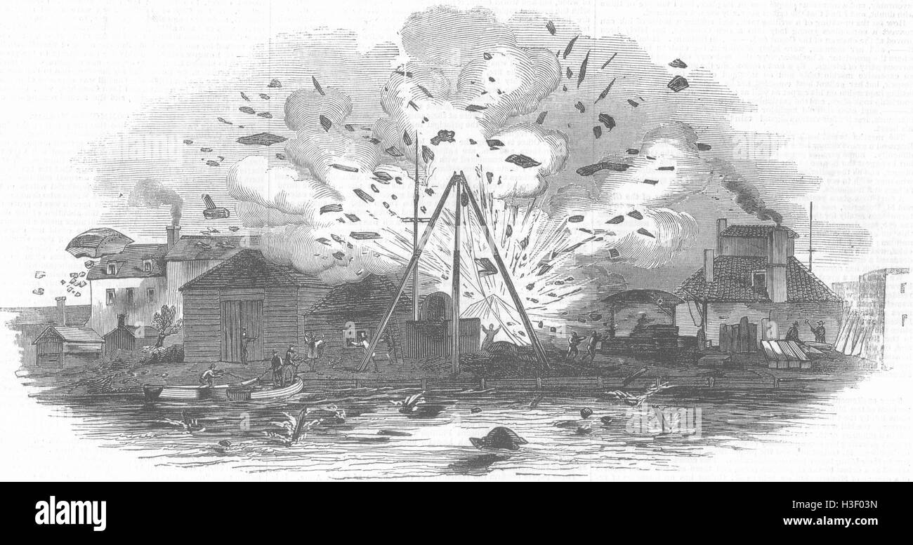 LONDON explosion, Samuda's works, Blackwall 1845. Illustrated London ...
