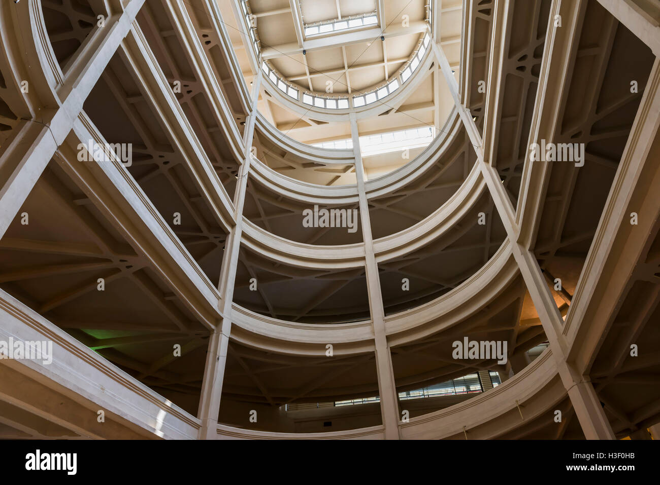 Interior of Lingotto building of the former Fiat car factory with ...