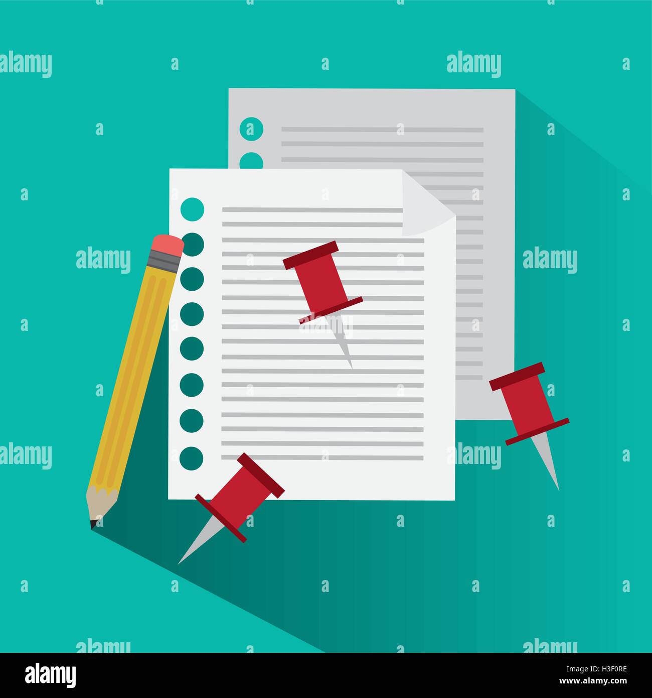 Pencil piece of papers and pins design Stock Vector Image & Art - Alamy