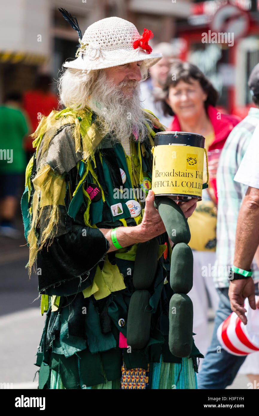 Broadstairs Folk week. senior man with white beard, Morris dancer in ...