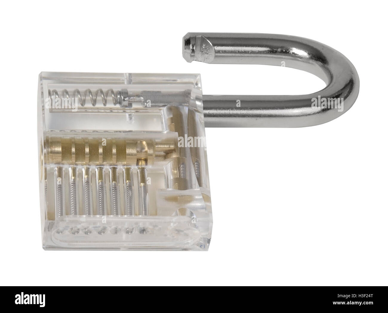 Large see through padlock used to learn lock picking skills - path ...