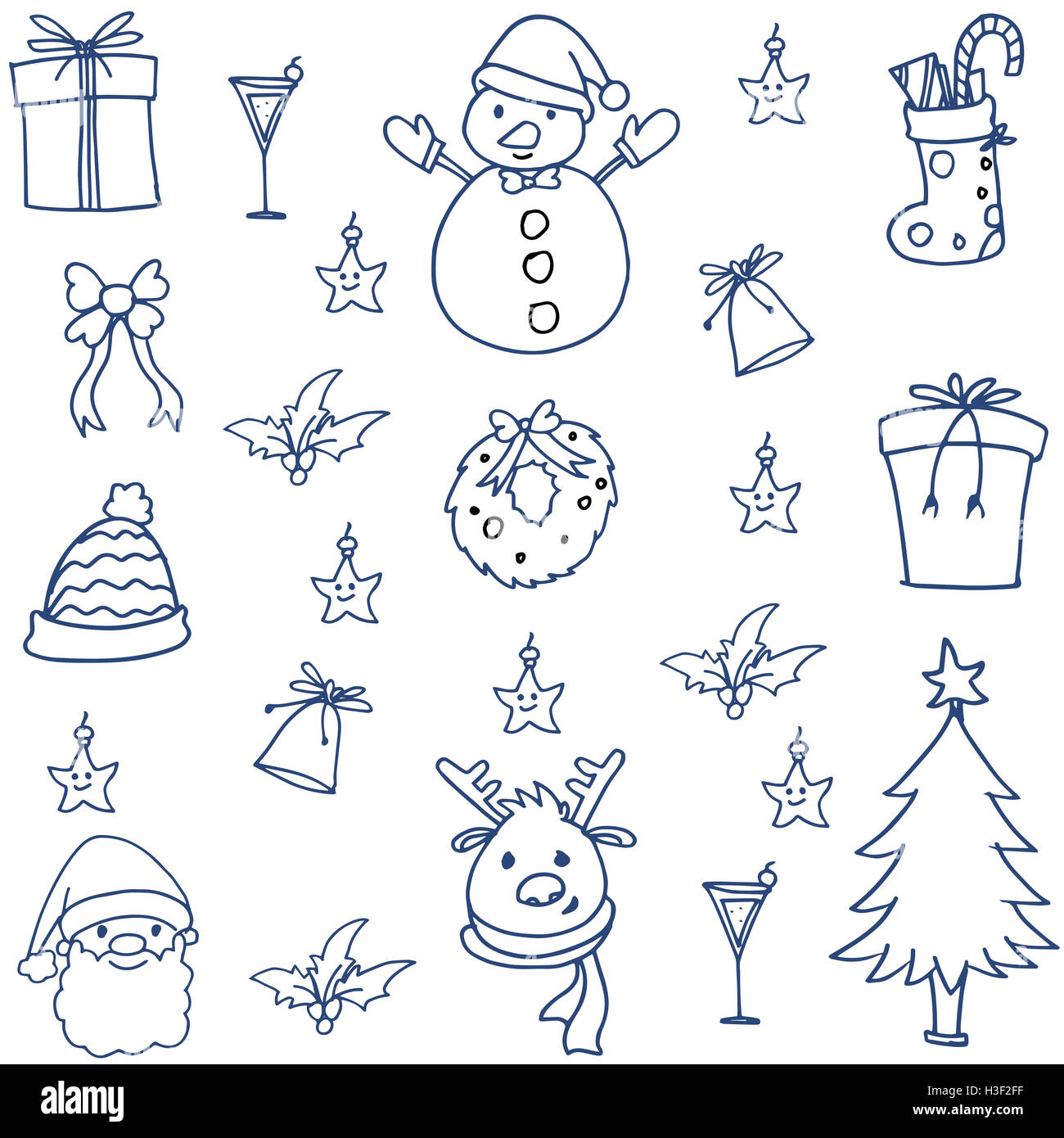 Doodle of christmas set hand draw vector illustration Stock Photo - Alamy