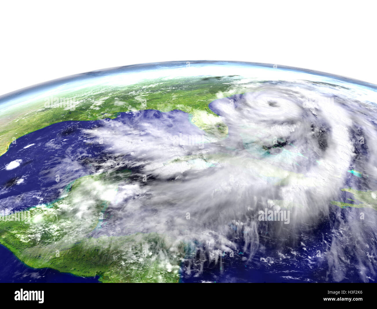 Devastating hurricane Matthew above Florida and Caribbean. 3D ...