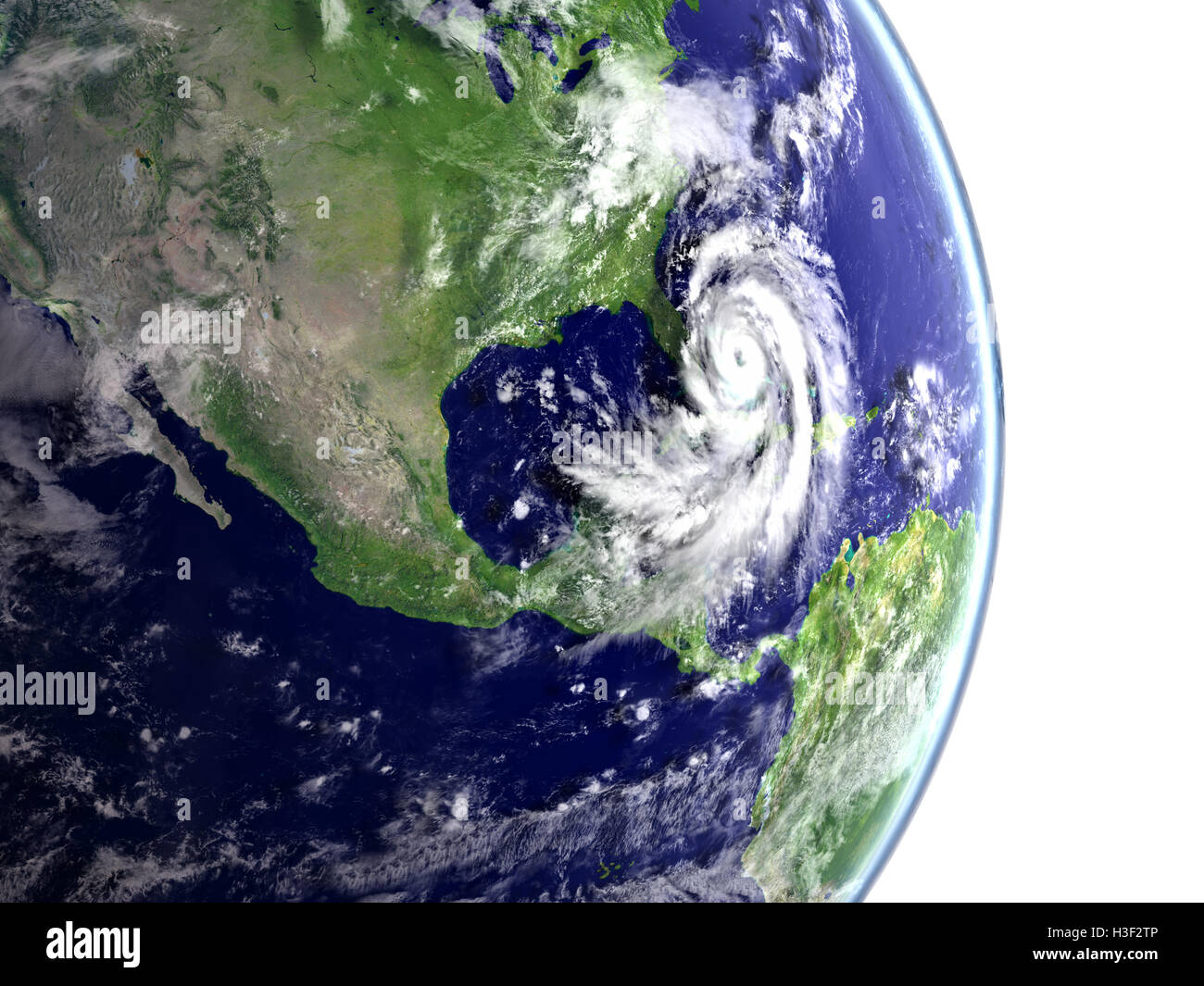 Catastrophic hurricane Matthew above Florida and Caribbean. 3D ...