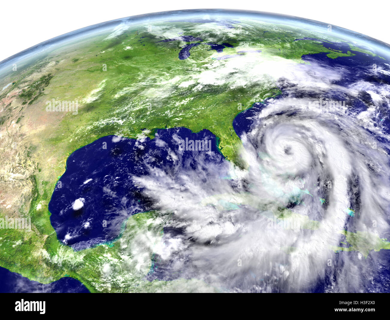 Massive hurricane Matthew approaching Florida, USA. 3D illustration ...