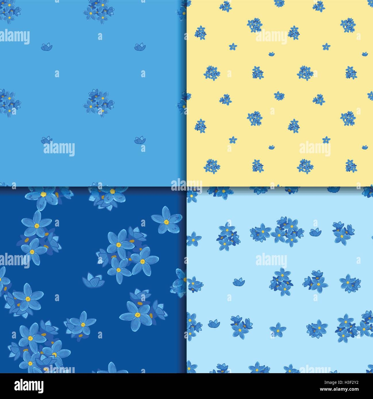 Seamless forget-me-not pattern set Stock Vector Image & Art - Alamy
