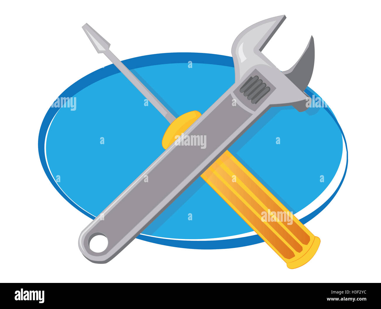 a vector cartoon representing a simple tools logo, a screwdriver and a ...