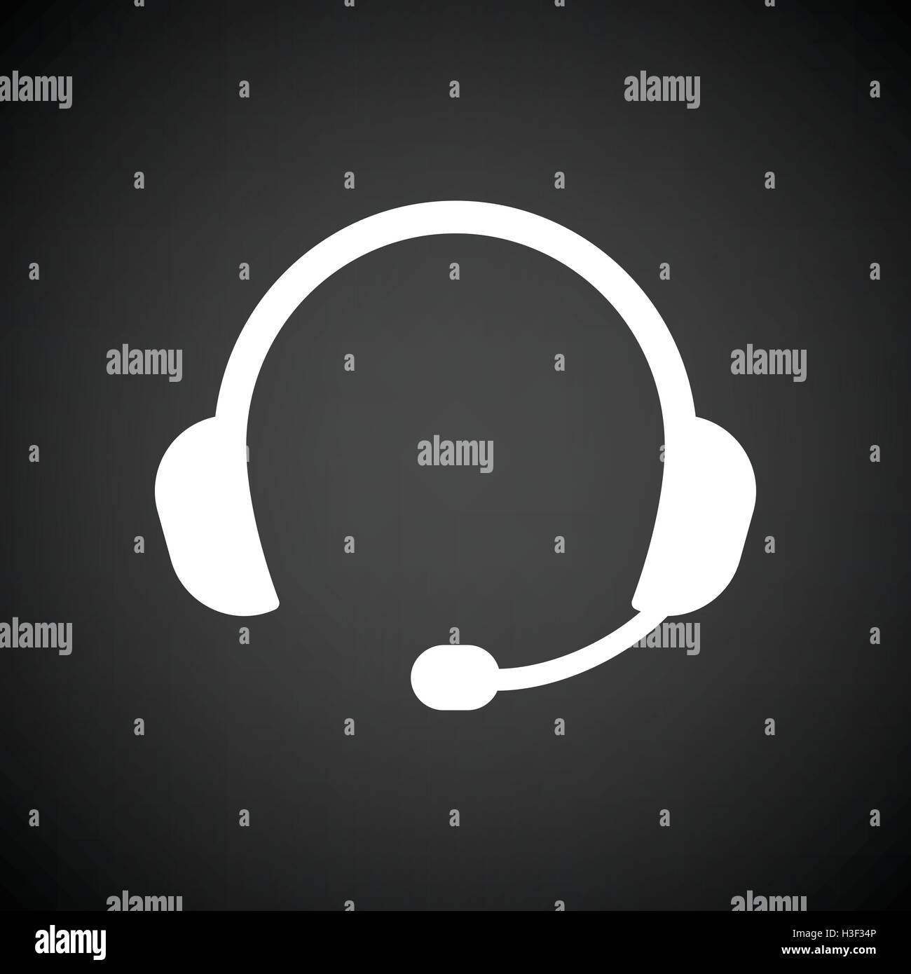 Headset icon. Black background with white. Vector illustration Stock ...