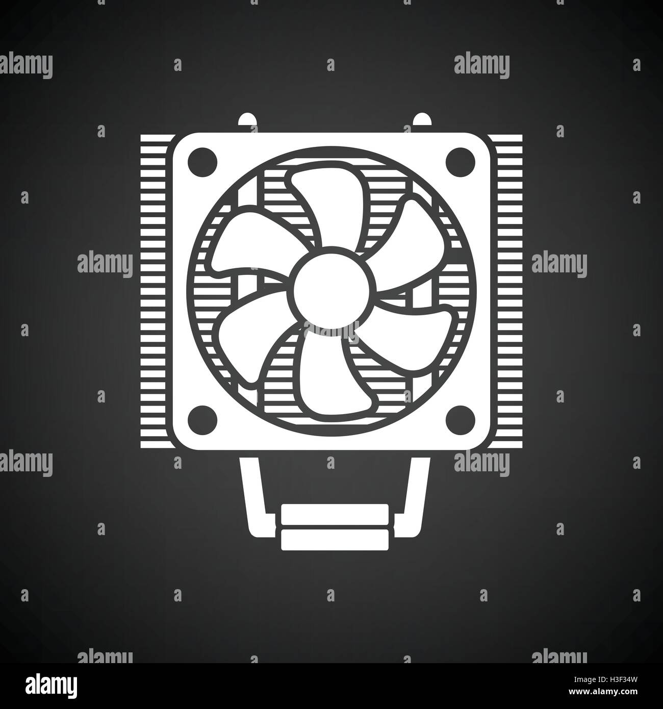 CPU Fan icon. Black background with white. Vector illustration Stock ...