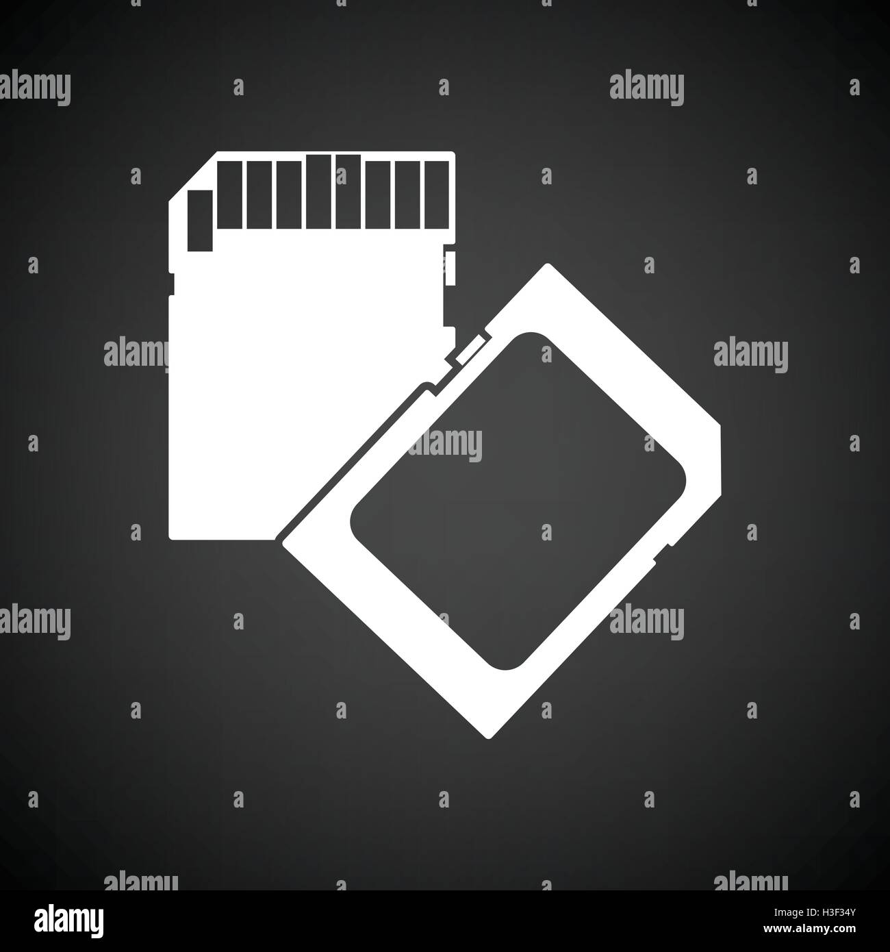 Memory card icon. Black background with white. Vector illustration ...