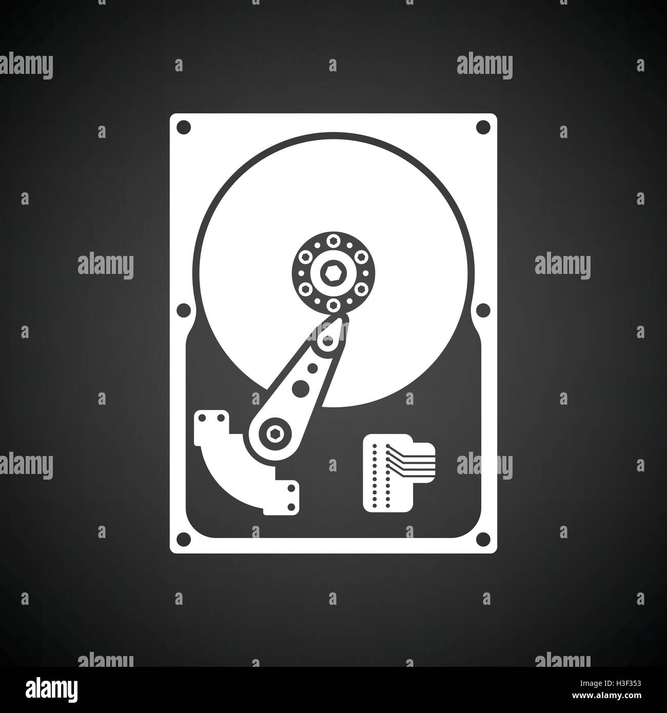 HDD icon. Black background with white. Vector illustration Stock Vector ...