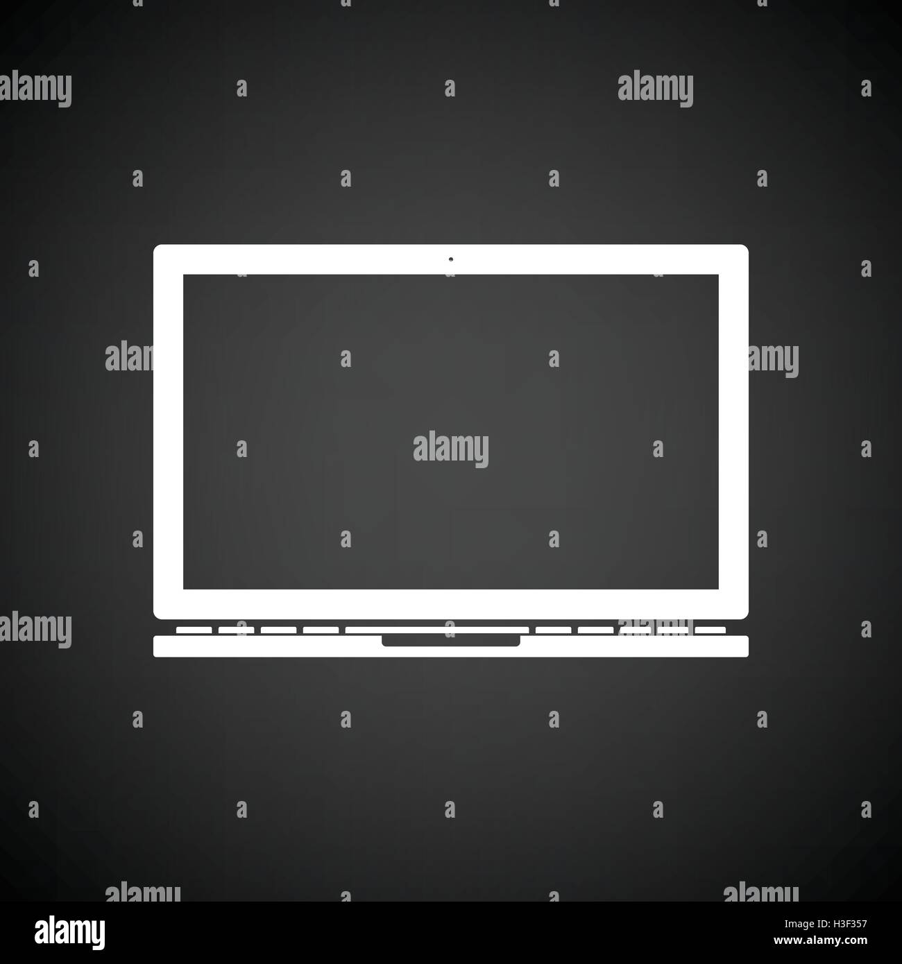 Laptop icon. Black background with white. Vector illustration Stock ...